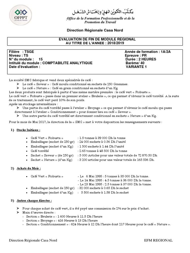 Efm Cae V1 | PDF | Café | Inventaire