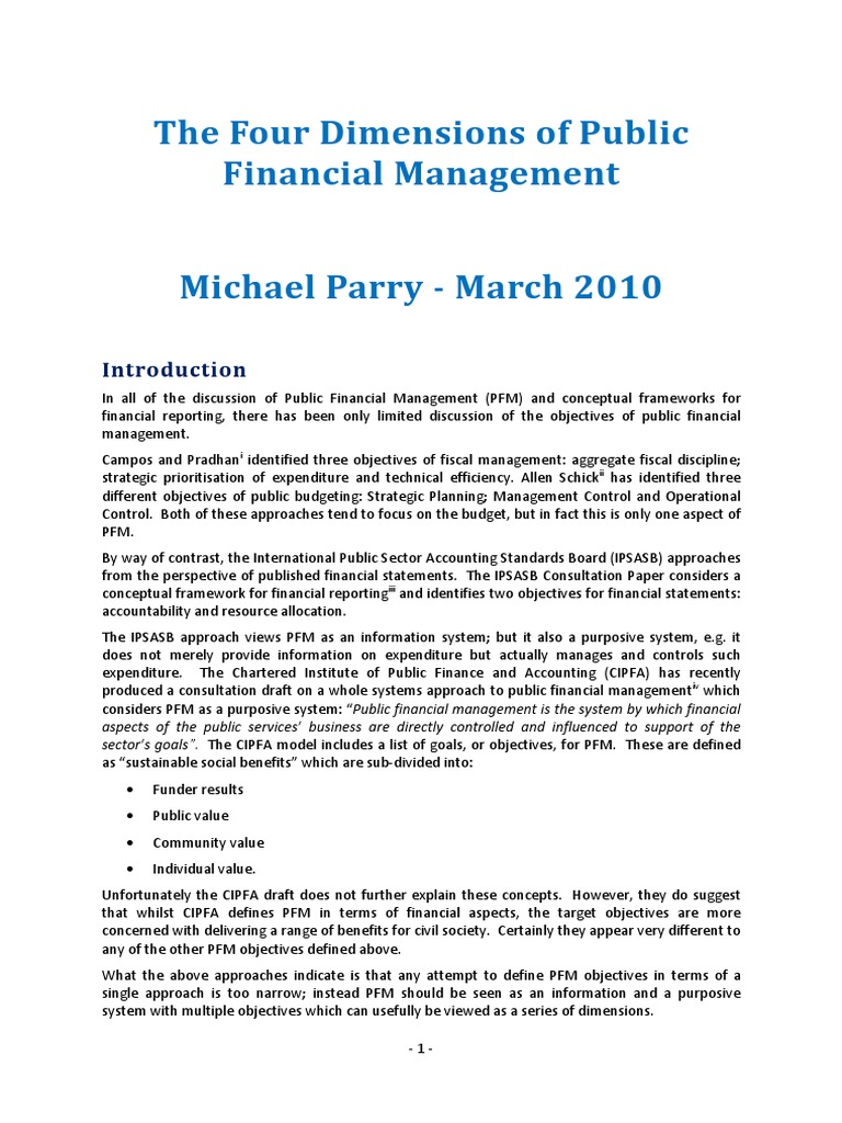 The Four Dimensions of Public Financial Management | PDF | Governance ...