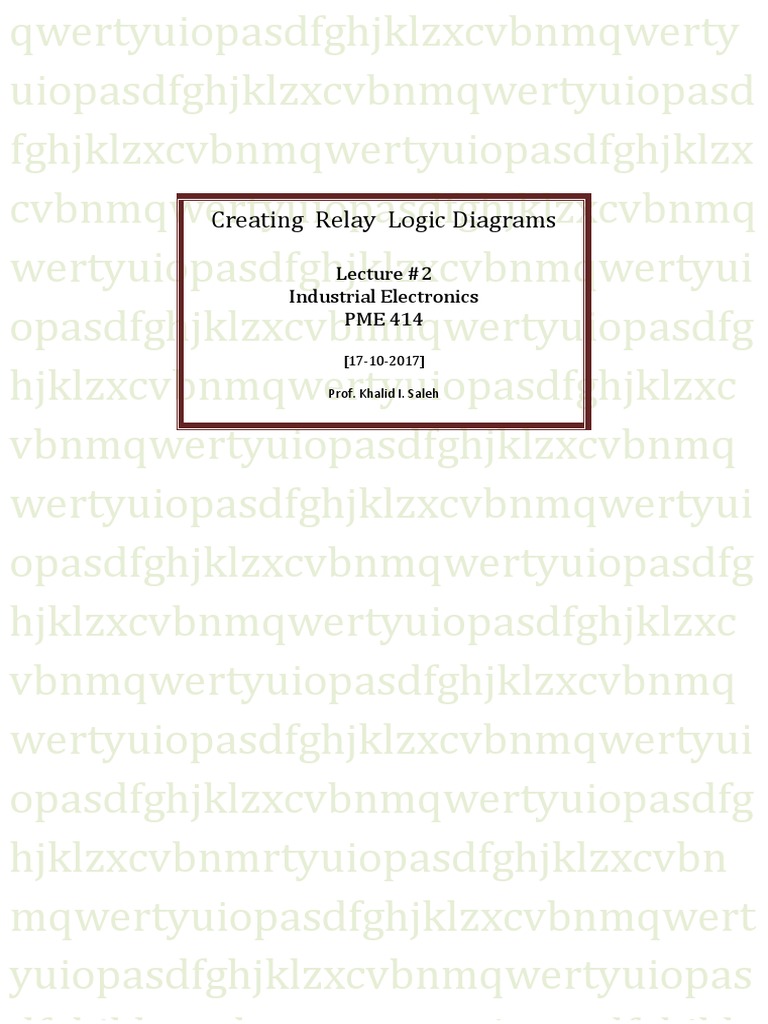 Lecture 2 Rely Logic Diagram (Mud) | PDF | Relay | Logic Gate