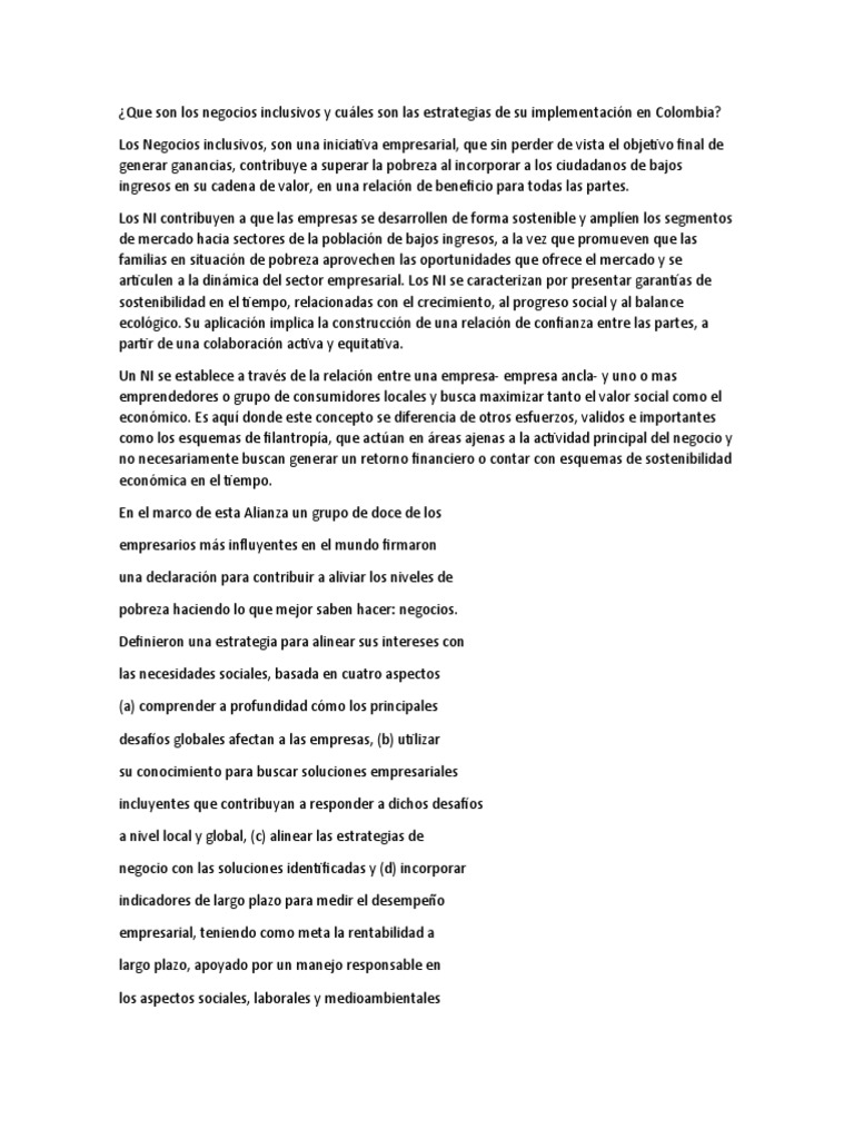 Que Son Los Negocios Inclusivos y Cuáles Son Las Estrategias de Su ...