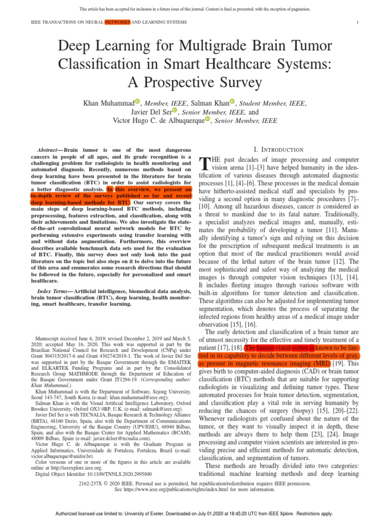 Deep Learning For Multigrade Brain Tumor Classification in Smart ...