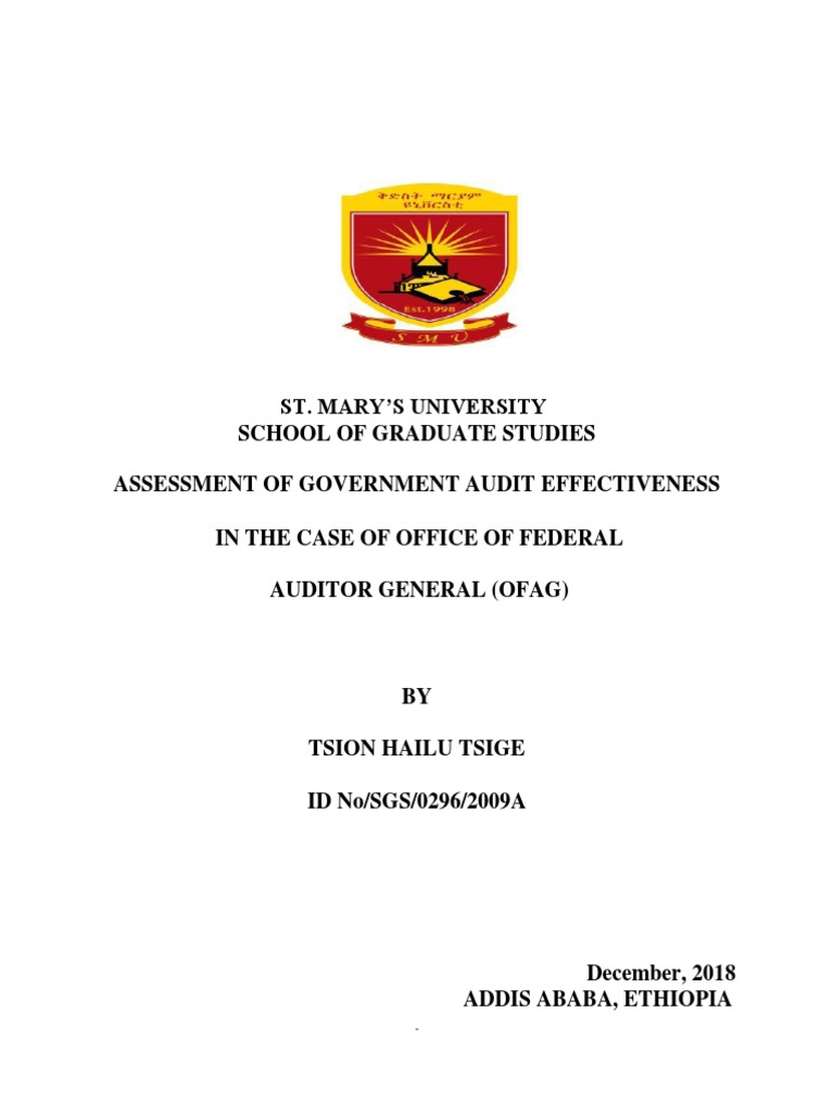 Tsion Hailu OFAG1 | PDF | Financial Audit | Audit