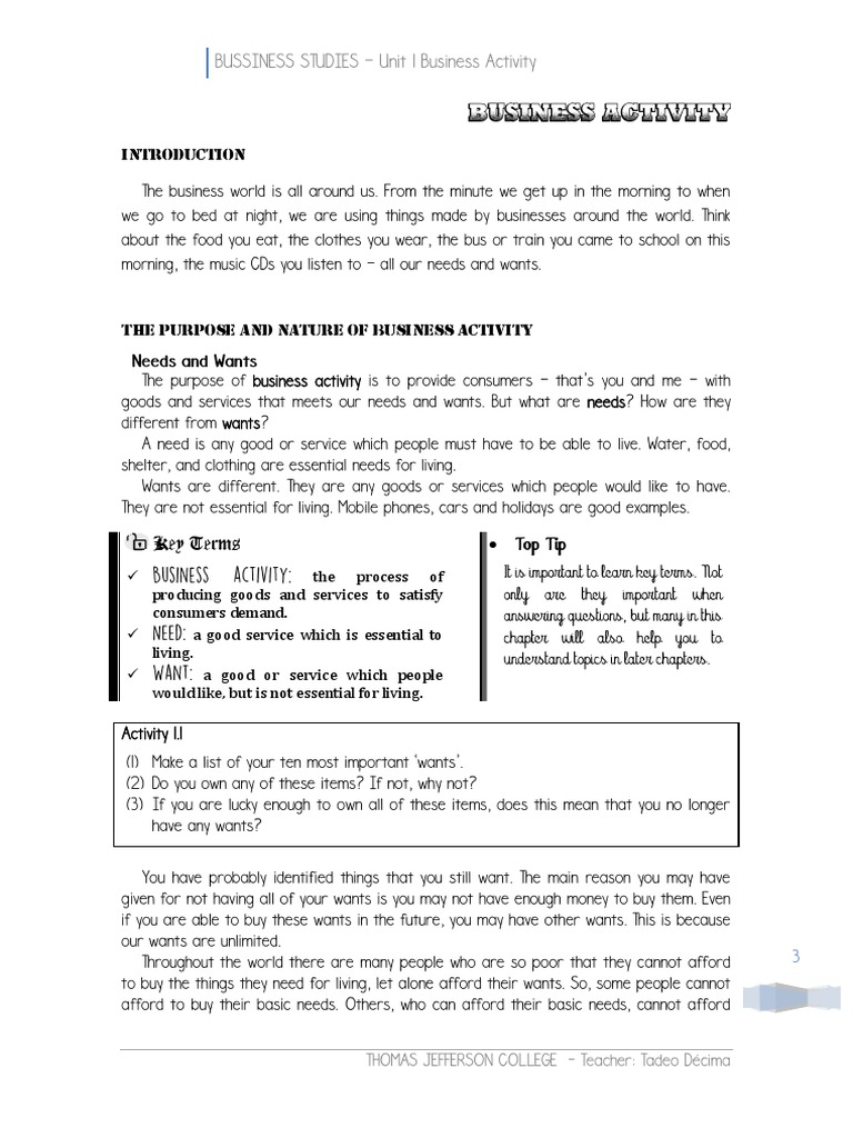 Understanding Business Activity Basics | PDF | Goods | Brand