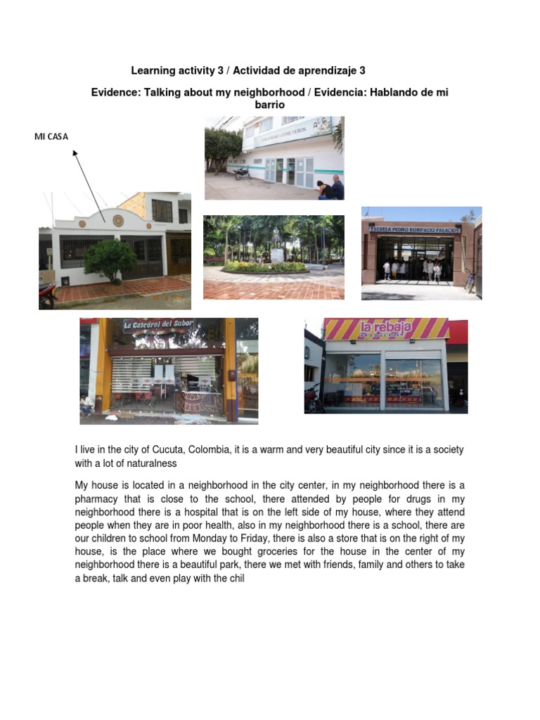 Evidence Talking About My Neighborhood | PDF | Self-Improvement | Wellness