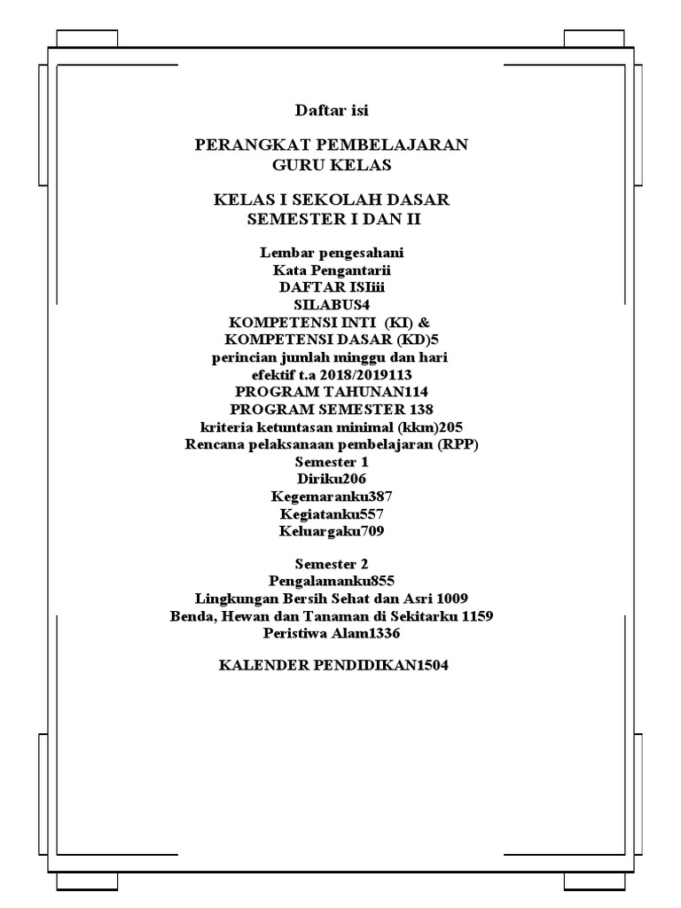 Daftar Isi RPP | PDF