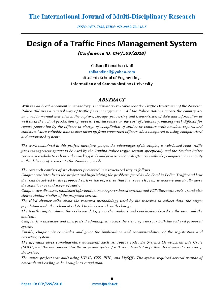 Design of A Traffic Fines Management System: The International Journal ...