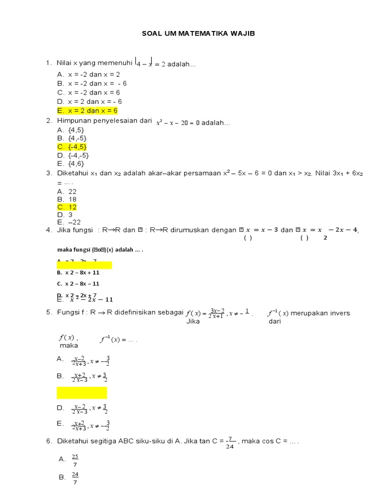 Soal Um Matematika Wajib | PDF | Metode & Bahan Ajar