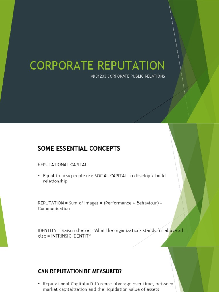 Managing Corporate Identity and Reputation | PDF | Reputation ...