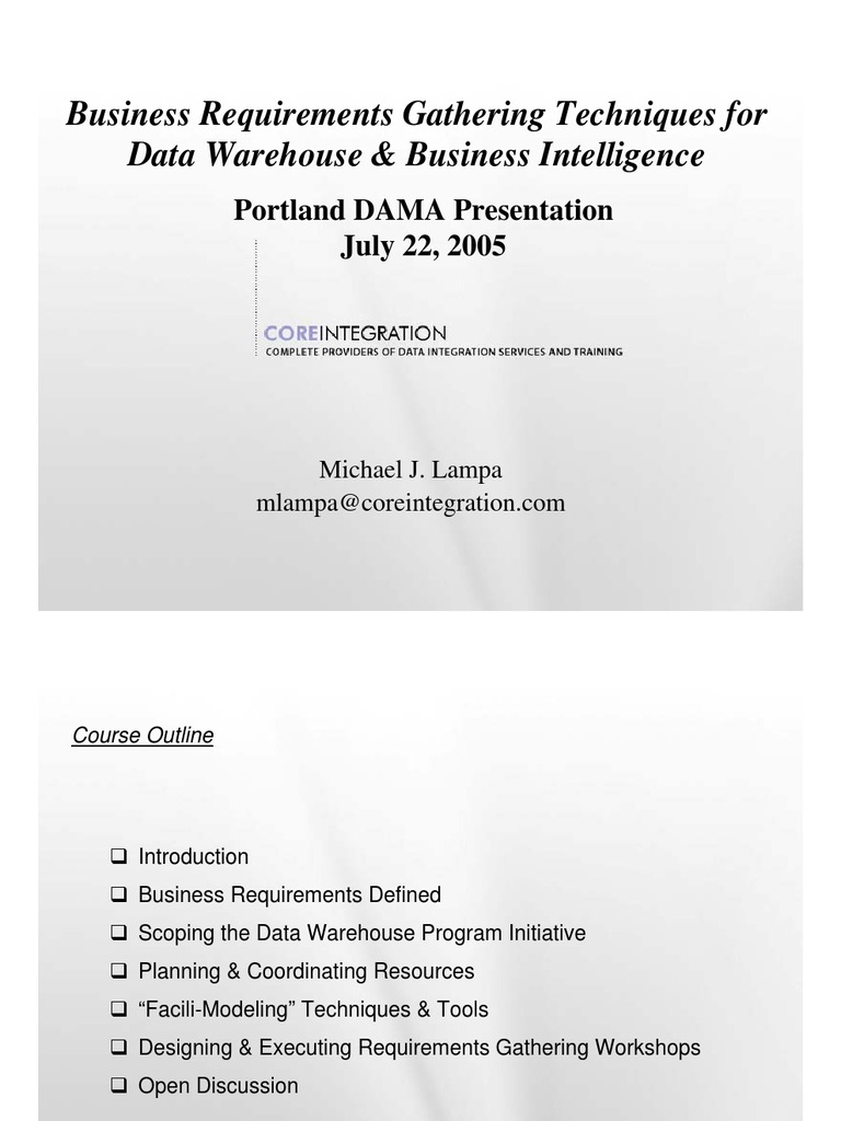 Business Requirements Gathering Techniques For Data Warehouse ...