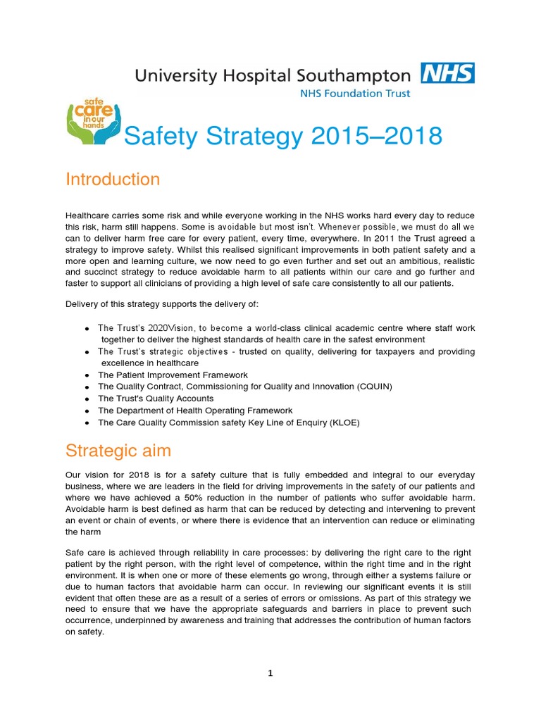 Patient Safety Strategy | PDF | Patient Safety | Safety
