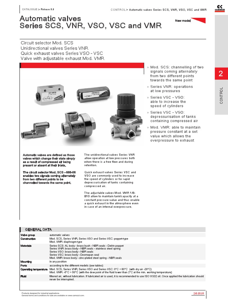 Automatic Valves Series SCS, VNR, VSO, VSC and VMR | PDF | Valve ...