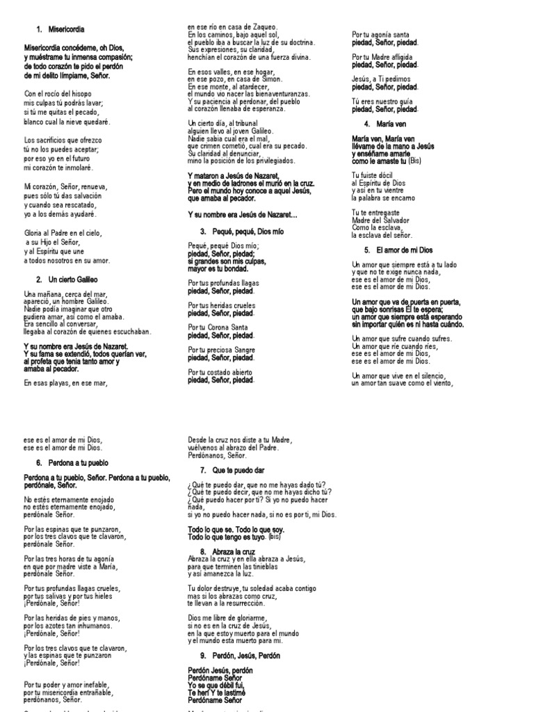 Cantos - VÍA CRUCIS PARA NIÑOS | PDF | María, madre de Jesús | Pecado