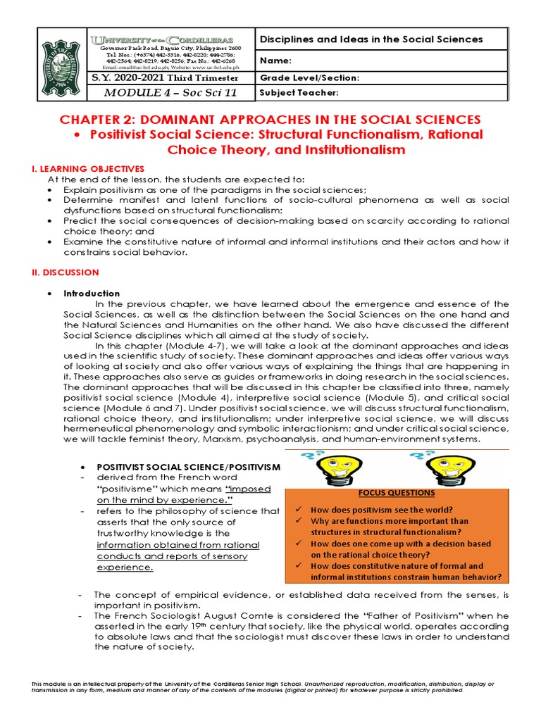 Module 4 Diss Positivist Social Science Pdf Positivism