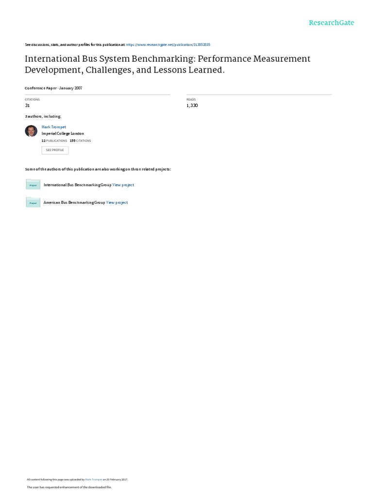 Bus Benchmarking KPIDevelopment Paper Revised | PDF | Purchasing Power ...