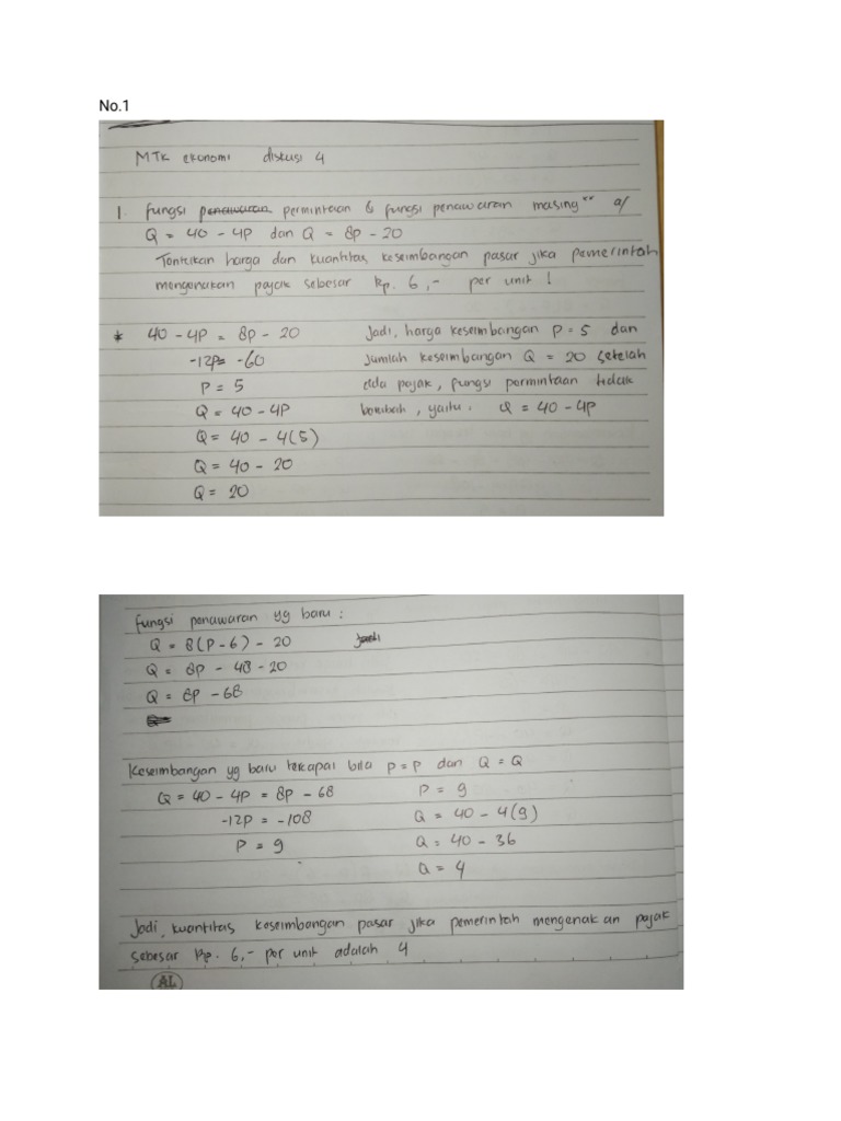 Jawaban Diskusi 4 MTK Ekonomi | PDF