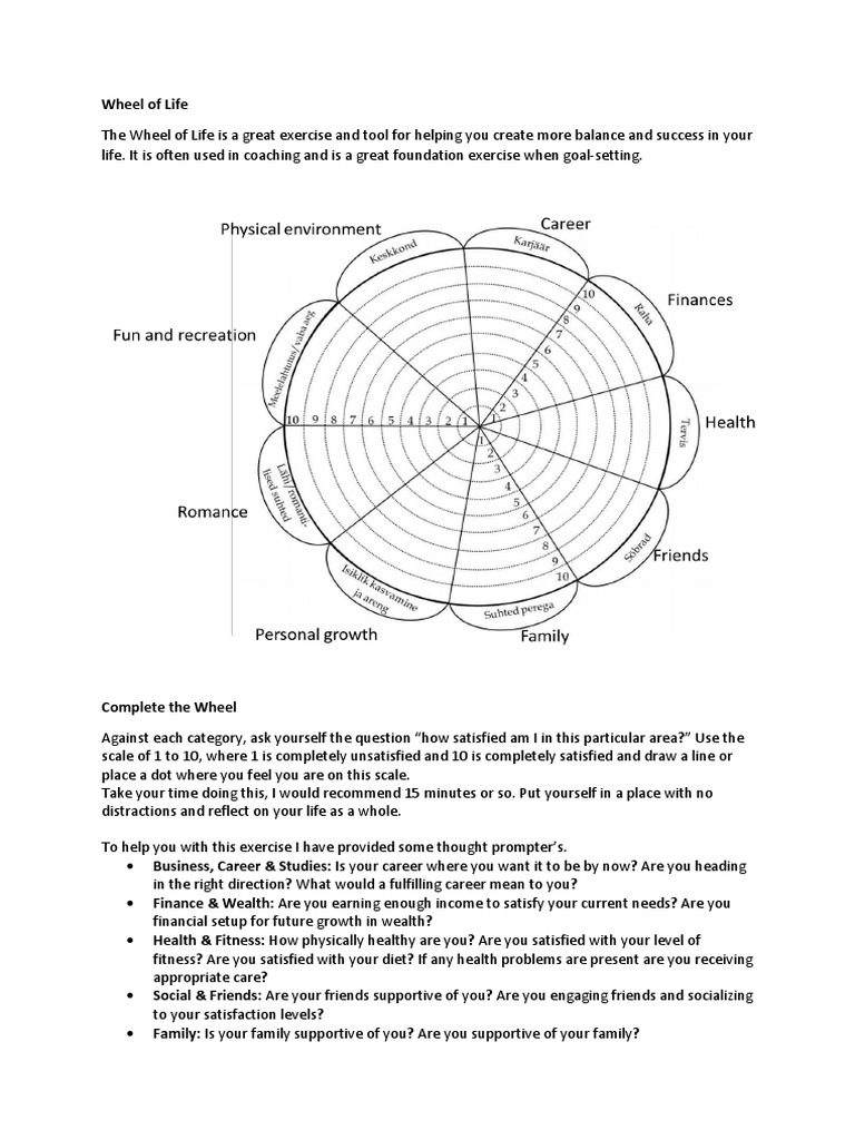 Wheel of Life - Exercise | PDF | Physical Fitness | Human Nature