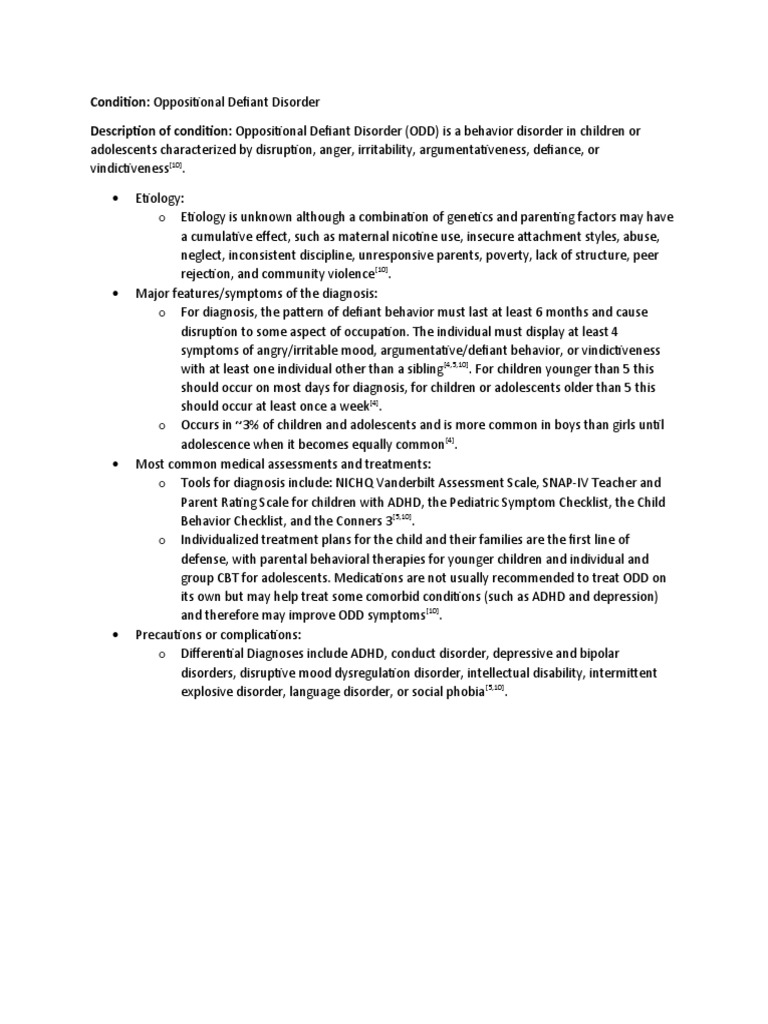 Condition Guide Oppositional Defiant Disorder | PDF | Mental Disorder ...