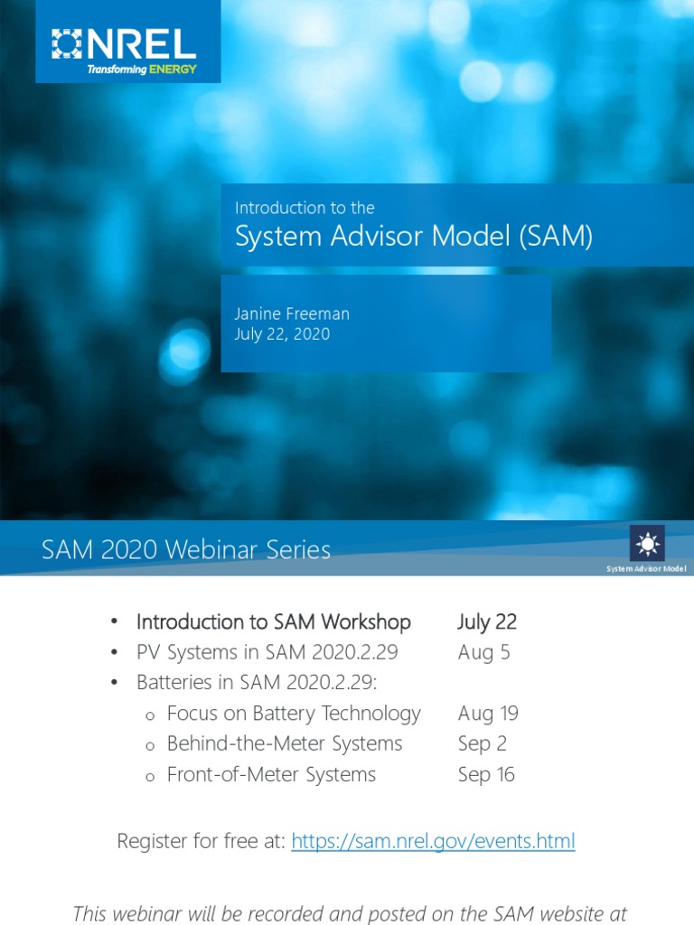 System Advisor Model (SAM) : Introduction To The | PDF | Solar Power ...