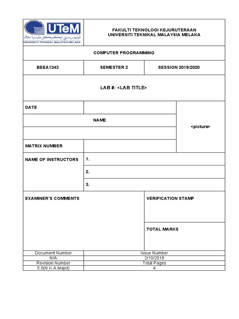 Computer Programming Lab Report Template | PDF | Computer Science ...