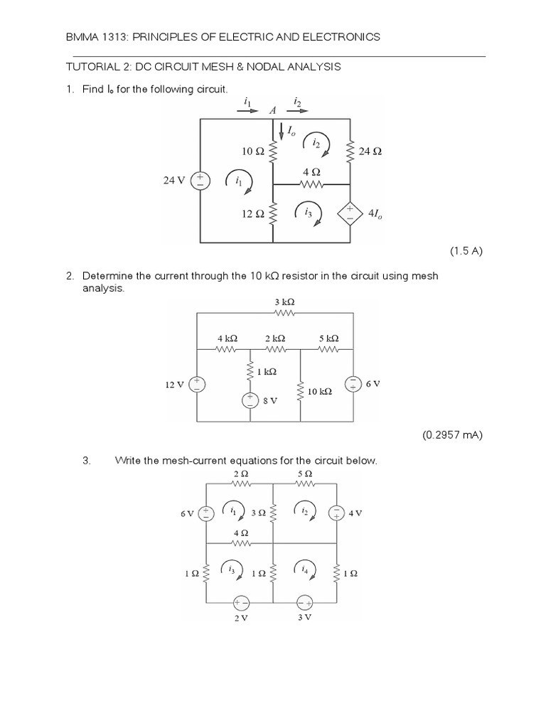DC Circuit Mesh & Nodal Analysis Guide | PDF