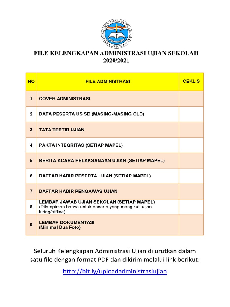 Ceklis File Kelengkapan Administrasi Us 2021 | PDF