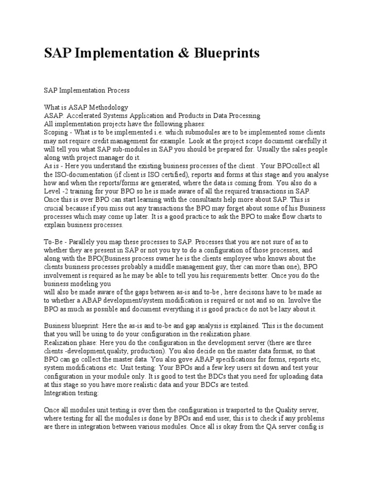 SAP Implementation & Blueprints | PDF | Business Process | Server ...