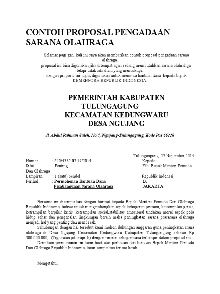 Contoh Proposal Pengadaan Sarana Olahraga | PDF