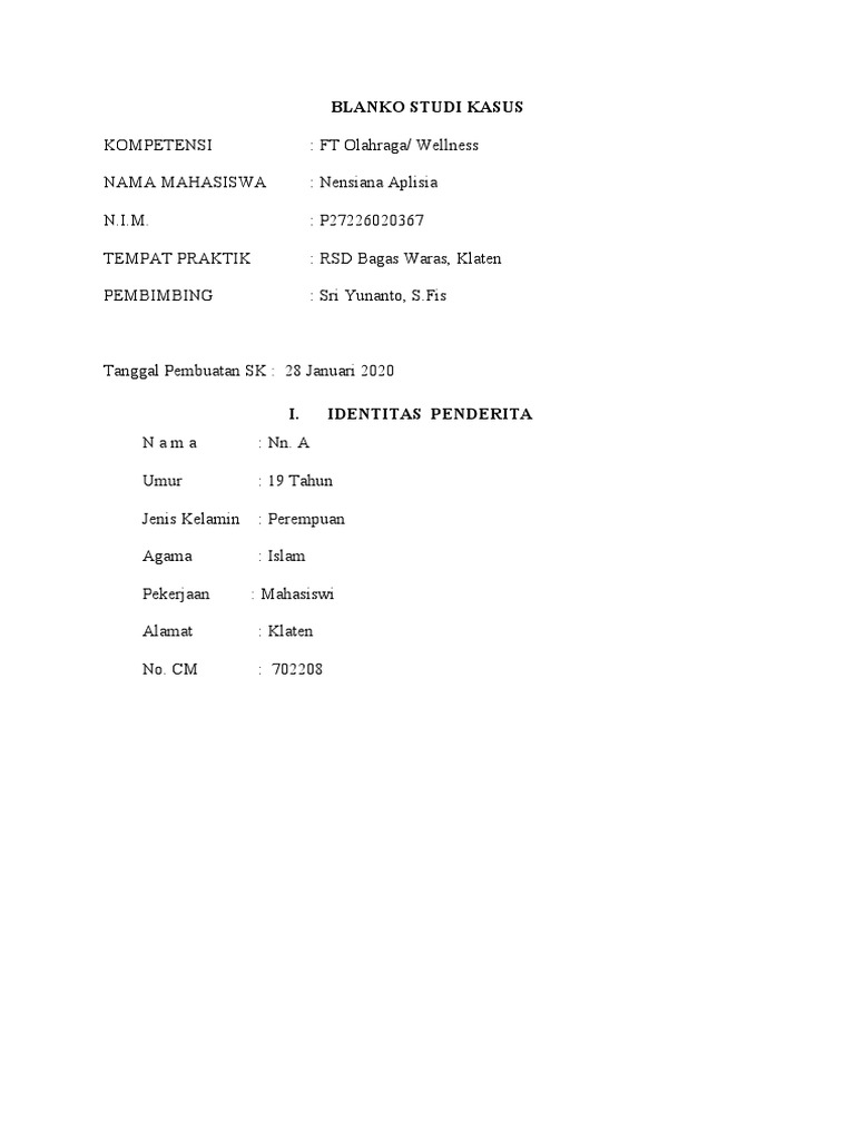 Status Klinis Fisioterapi ACL | PDF