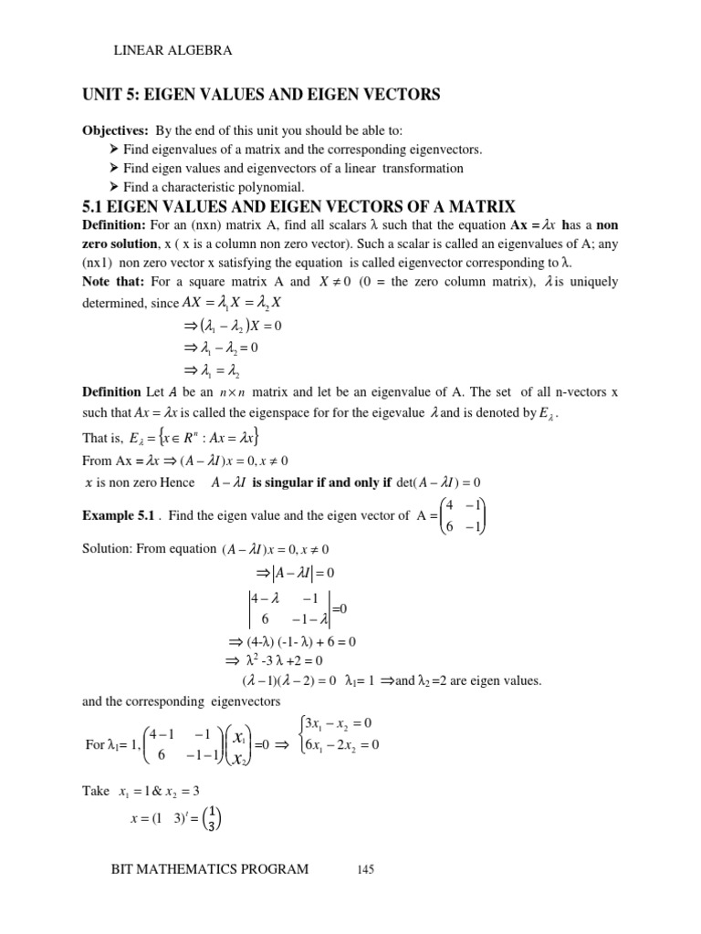 Linear Algebra - Eigen Value | PDF | Eigenvalues And Eigenvectors ...