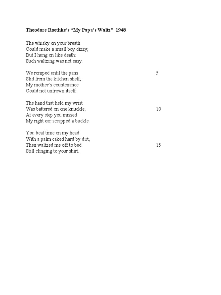 My Papa's Waltz Analysis | PDF | Travel