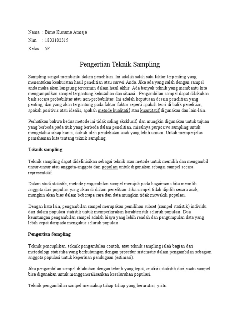 Pengertian dan Jenis Teknik Sampling | PDF