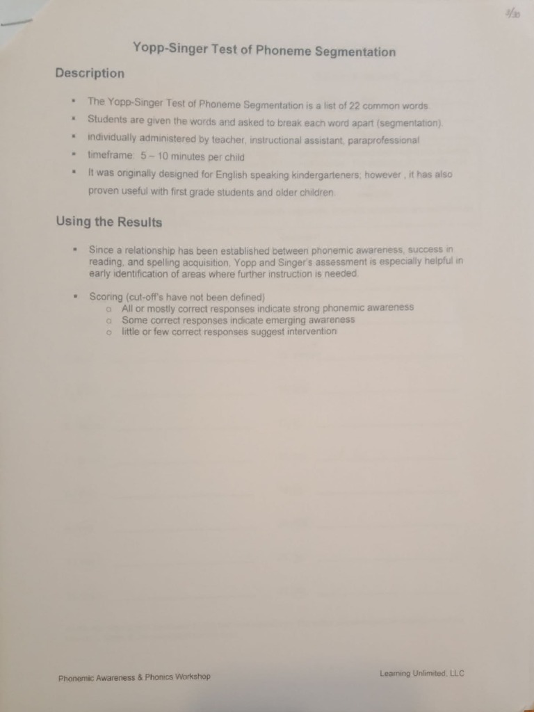 Yopp-Singer School Setting | PDF | Educational Psychology | Behavior ...