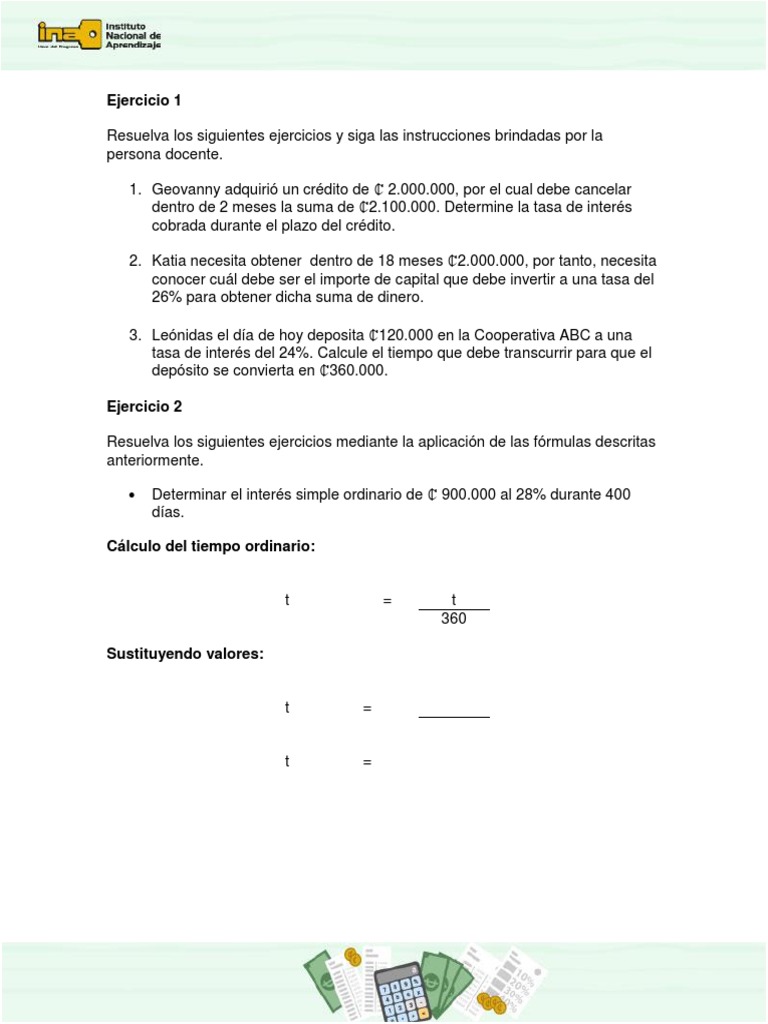 2-Cálculo de Interés Simple Ordinario y Exacto | PDF