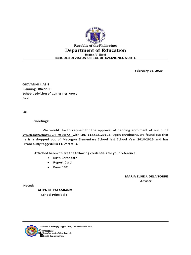 Department of Education: Republic of The Philippines | PDF