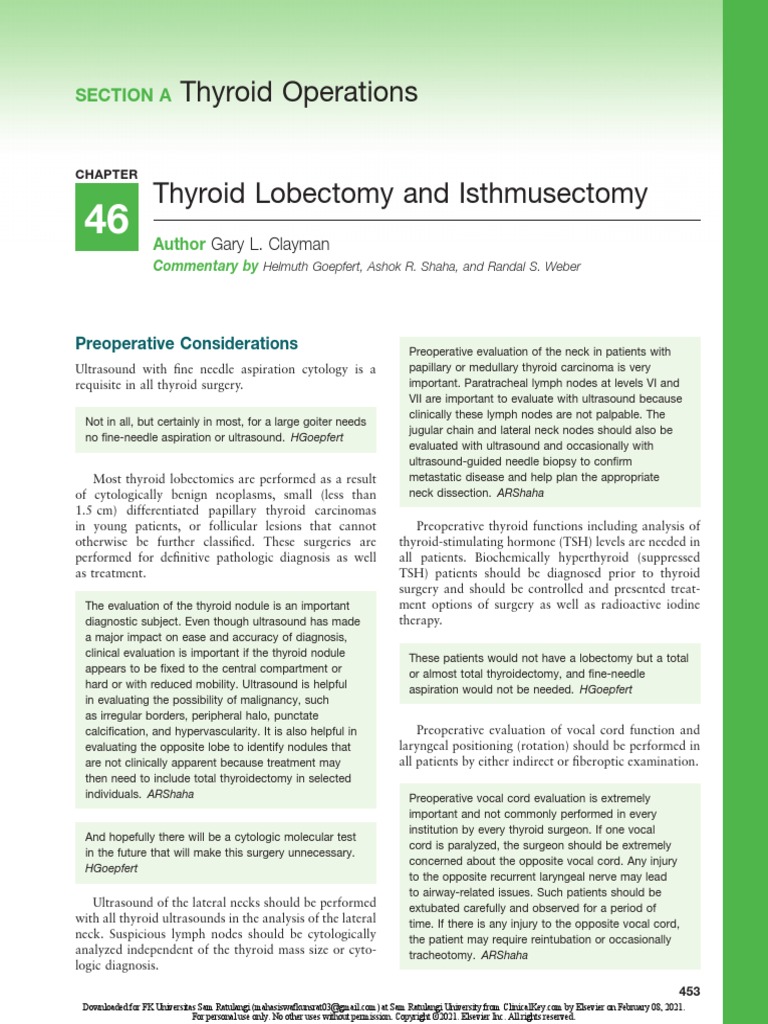Thyroid Lobectomy and Isthmusectomy | PDF | Thyroid | Anatomy