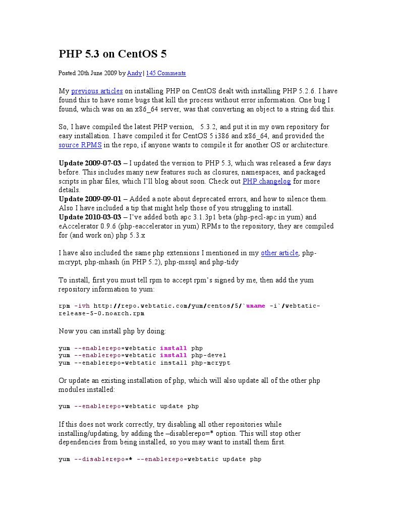 Installation of php5.3 On Centos | PDF | Php | Computer Programming