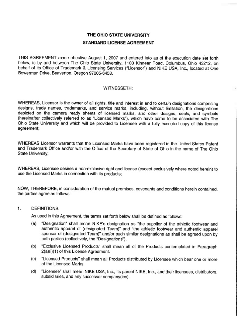 Nike - License Agreement + 1st, 2nd Amendments | PDF | License ...
