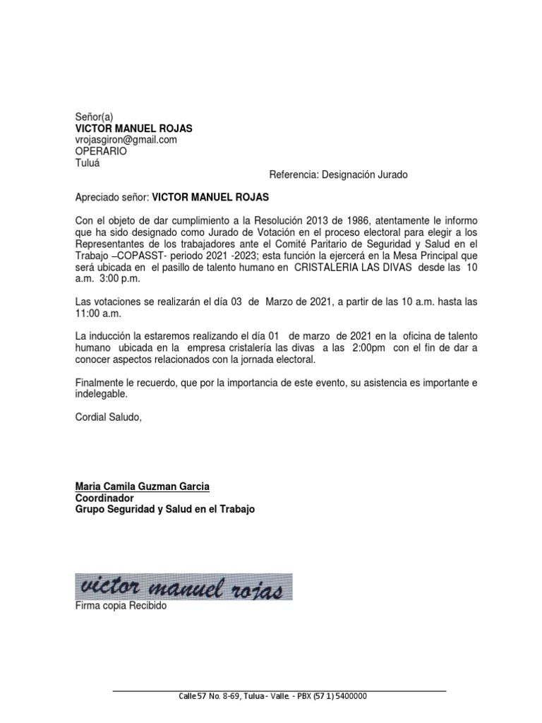 Carta de Designacion Jurado PDF | PDF