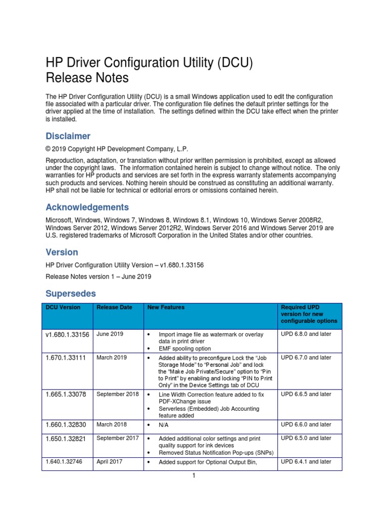 Driver Configuration Utility v1.680.1.33156 Release Notes | PDF | Computers