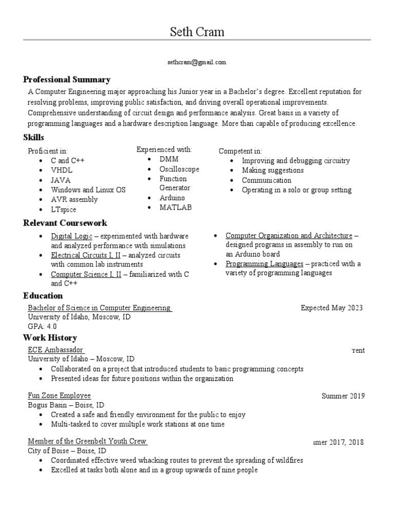 Square Hardware Engineer Intern Resume | PDF | Hardware Description ...