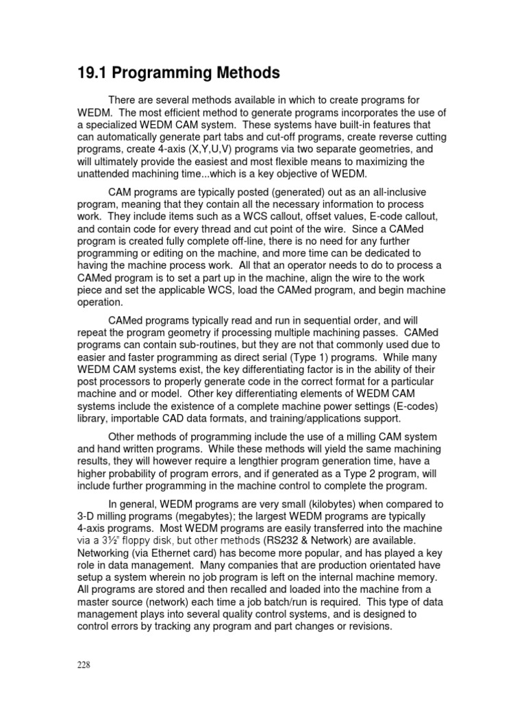 Programming Methods for WEDM CAM | PDF | Machining | Computer Network