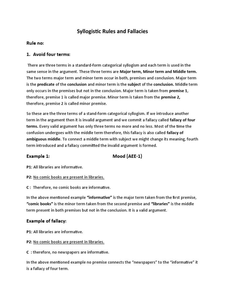 Syllogistic Rules and Fallacies | PDF | Argument | Fallacy