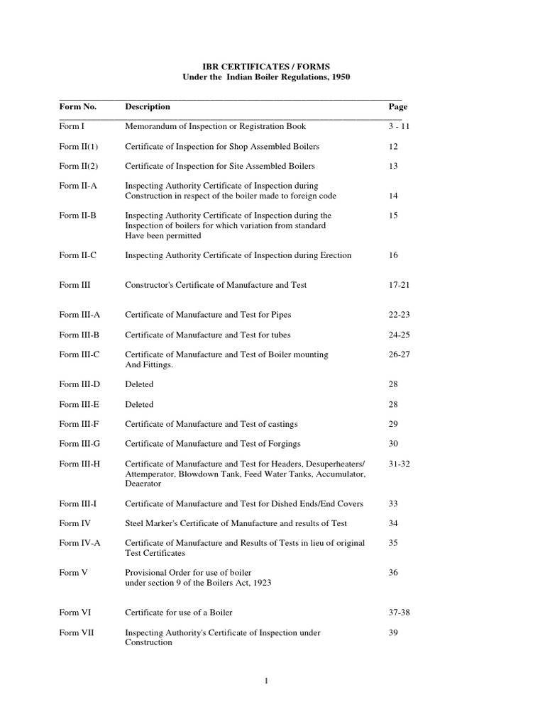Ibr Certificates&Forms | PDF | Pipe (Fluid Conveyance) | Boiler