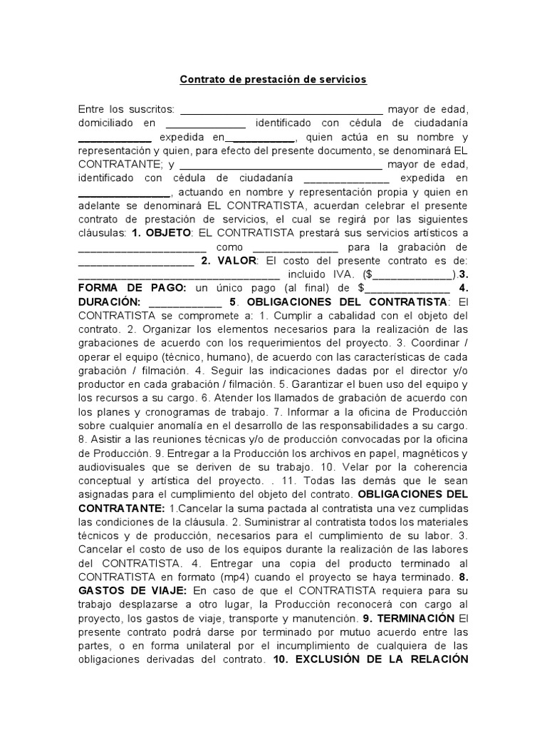 Modelo Contrato Talento | PDF | Salario de emisión de contrato | Labor