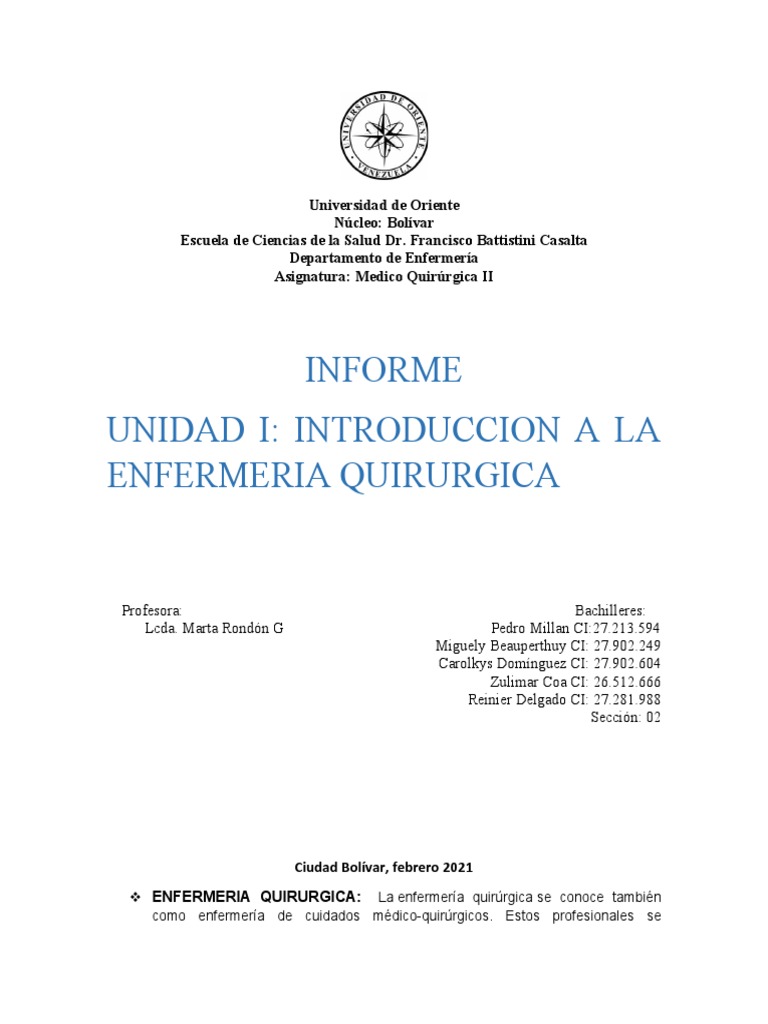 Informe Medico Quirurgica II | PDF | Abdomen | Cirugía Informe Medico Quirurgica II | PDF | Abdomen | Cirugía