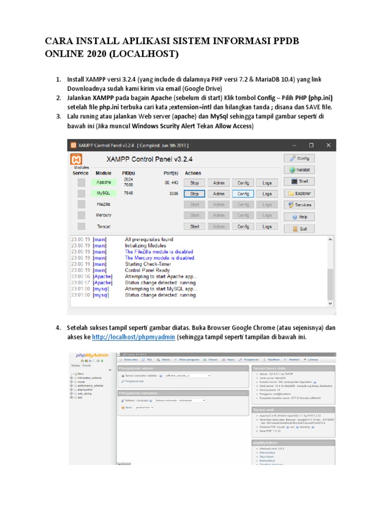 Cara Install Aplikasi Sistem Informasi PPDB Online 2020 | PDF | Bisnis | Komputer