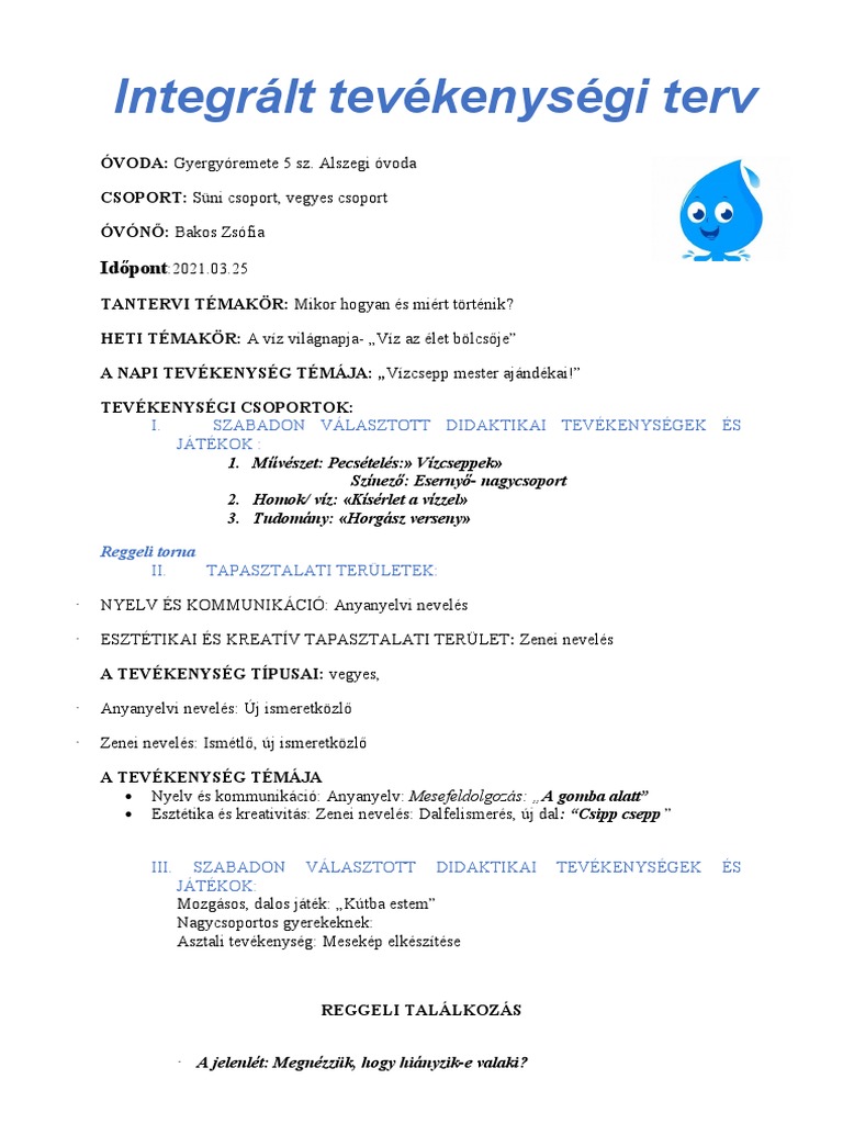 Integrált Tevékenységi Terv 2021 | PDF