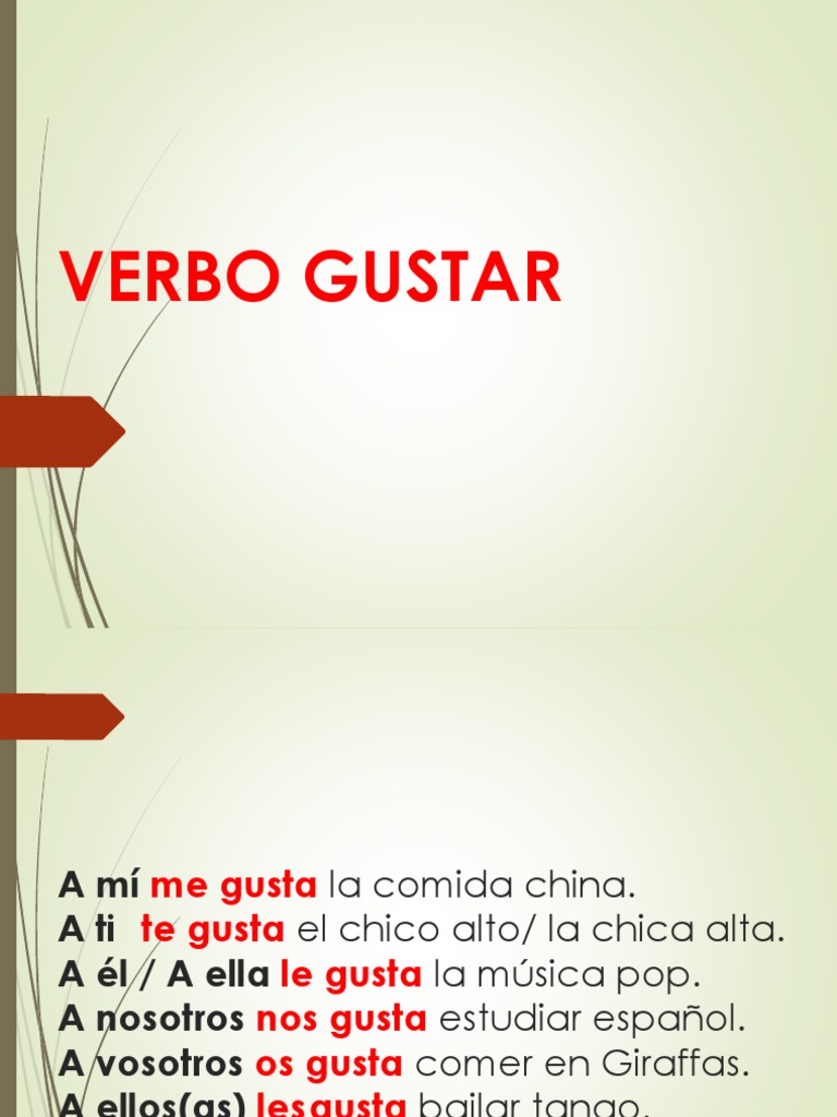 Verbo Gustar Modelo y Práctica - 2016 | PDF | Alimentos | Comida y bebida
