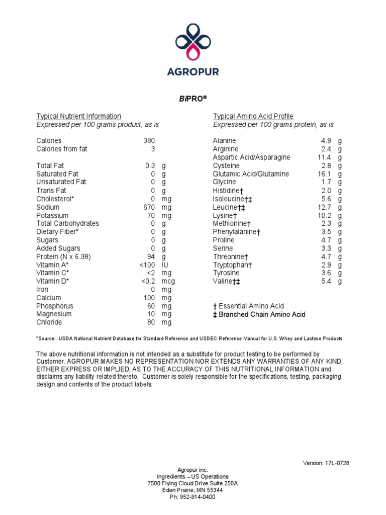 BIPRO 9500 Nutrients Aminoacids | Download Free PDF | Nutrients ...