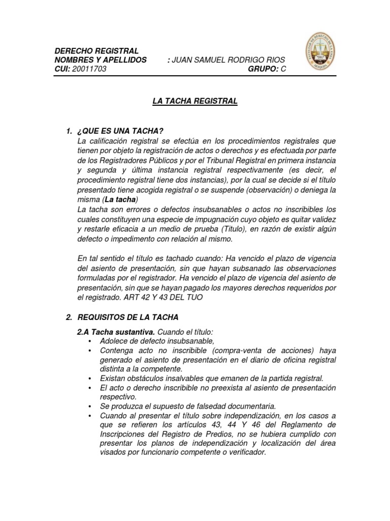 La Tacha Registral-Jua | PDF | Apelación | Justicia